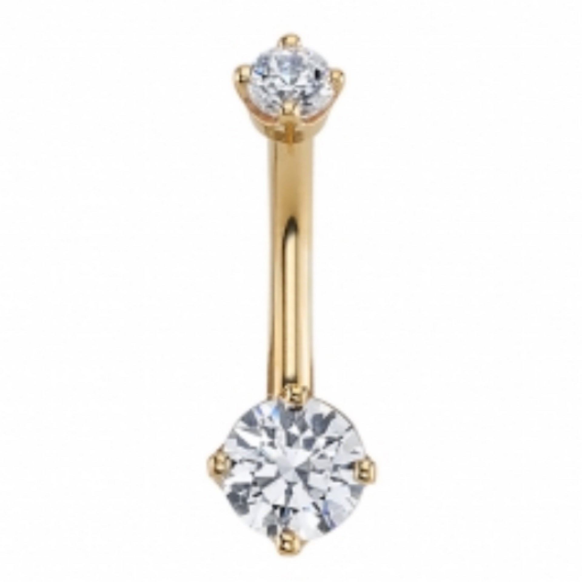 Gold 4mm and 6mm Prong set Gemmed Navel Curve | Elegance Piercing ...