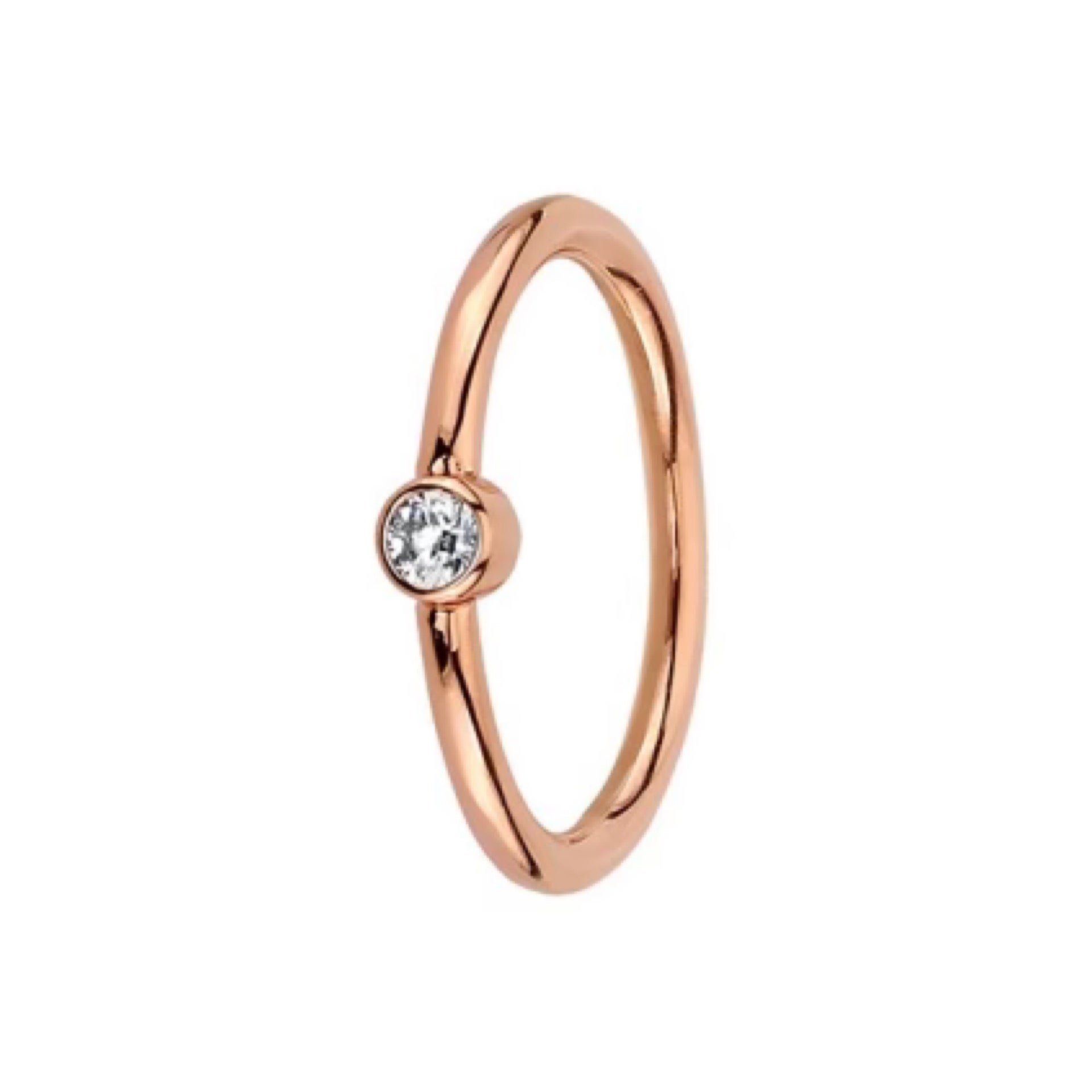 Gold Fixed Gem Ring- Vertical Orientation | Elegance Piercing & Tattoo Inc